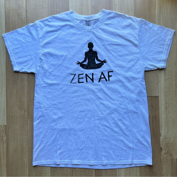 Gildan | Tops | Zen Af Graphic Print Gildan 0 Cotton White Loose ...